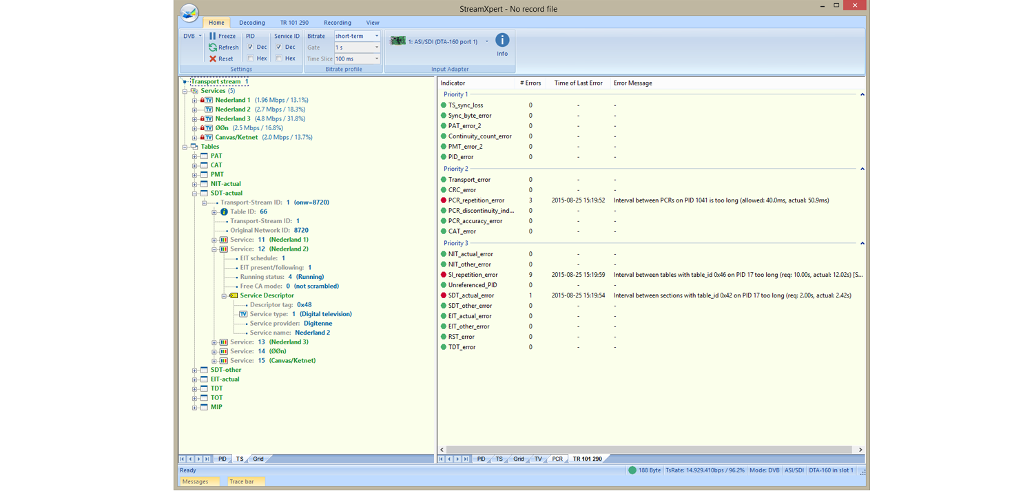 DekTec StreamXpert 2.0 TS Analysis Software - Sencore